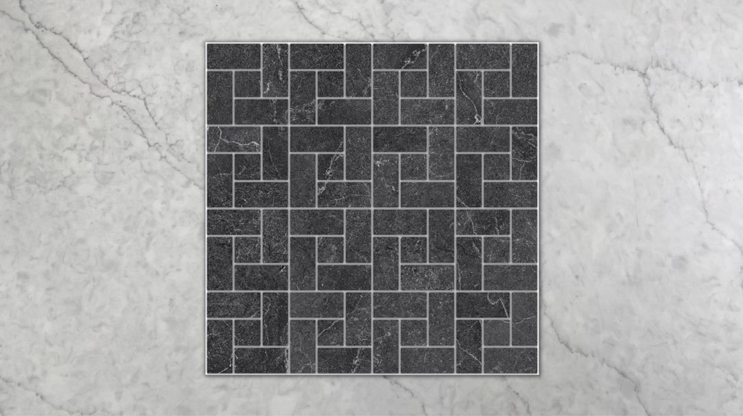 Kew Stone Charcoal Windmill Mosaic – La Monte Tiles & Flooring