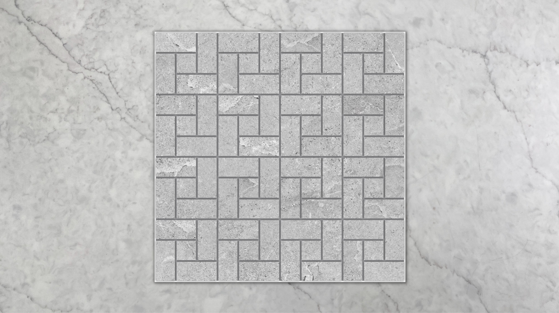 Kew Stone Light Grey Windmill Mosaic – La Monte Tiles & Flooring